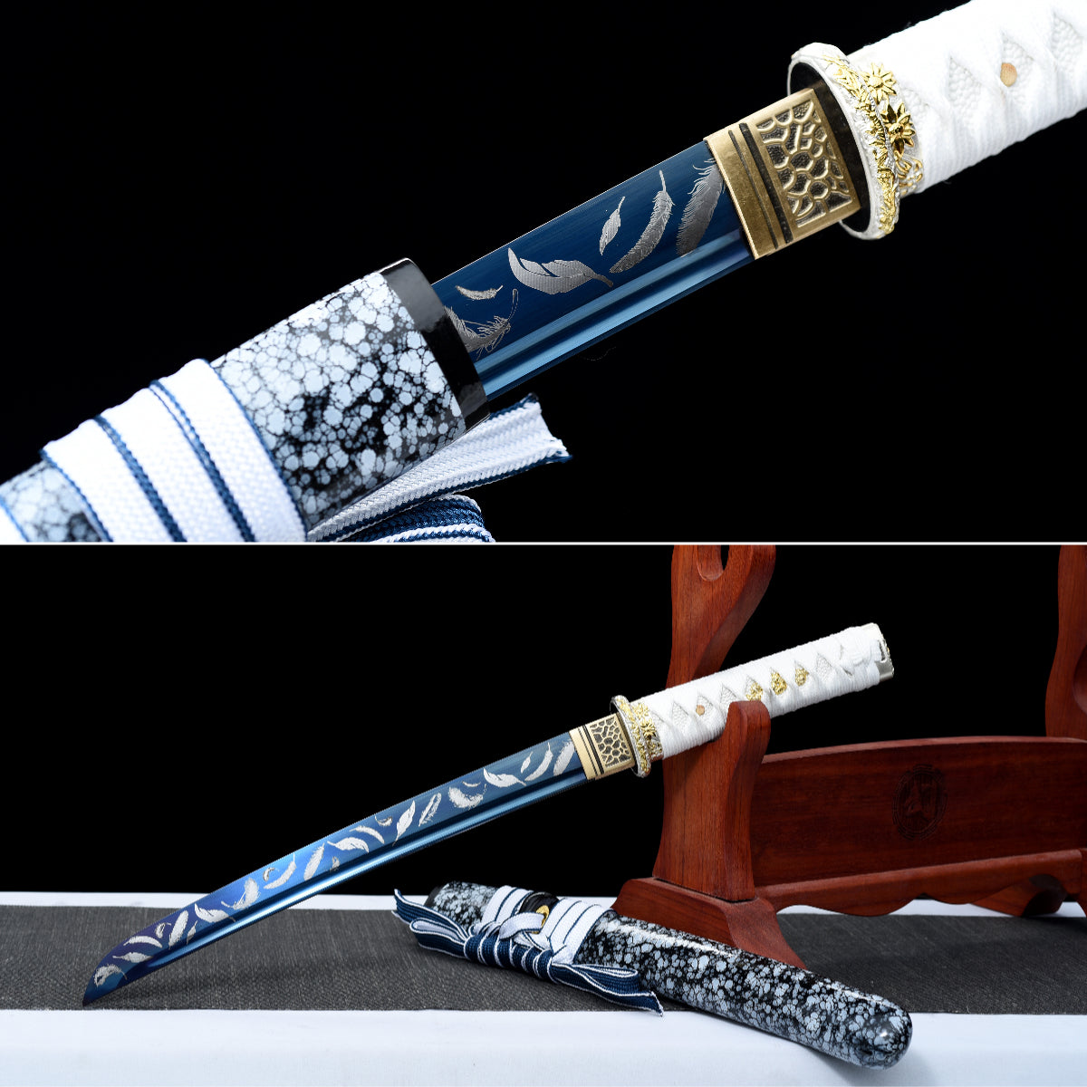 JIHPEN sword - Handmade Full Tang Tanto Sword High manganese Blue stee ...