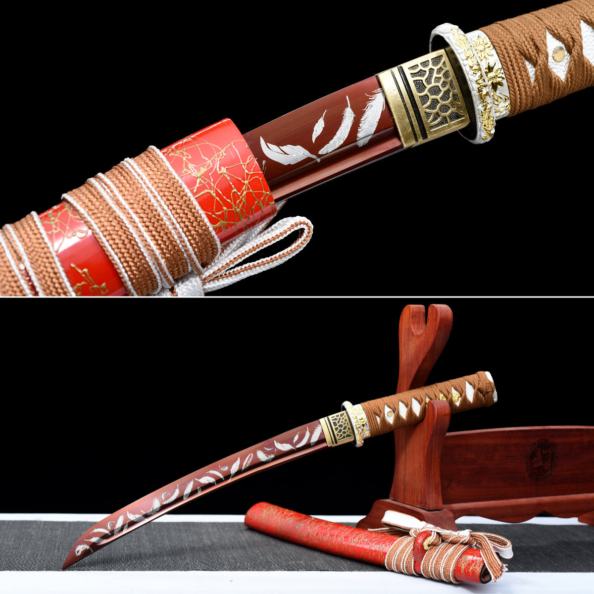 JIHPEN sword - Handmade Full Tang Tanto Sword High manganese Red steel ...