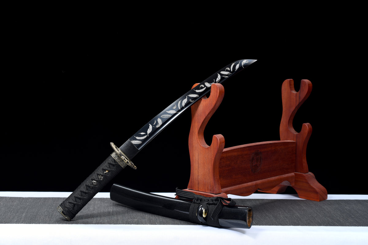 JIHPEN sword - Handmade Full Tang Tanto Sword High manganese Black ste ...