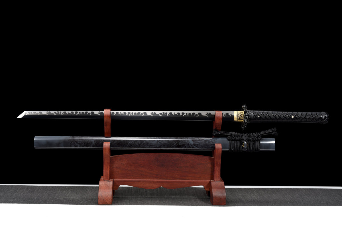 JIHPEN sword - Handmade Ninjato Sword 1095 Carbon Steel Full Tang Blac ...