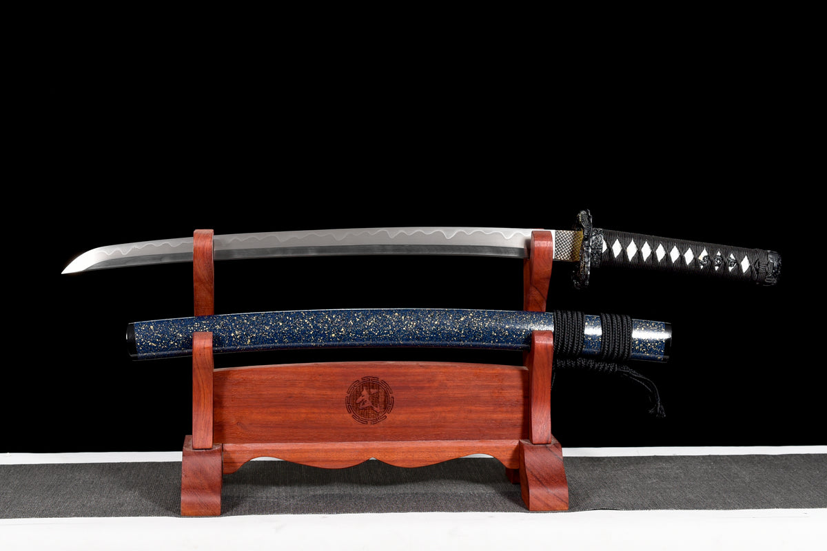 JIHPEN sword - Handmade Full Tang Wakizashi Sword Damascus Steel Clay ...