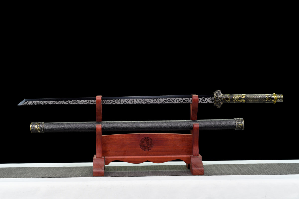 JIHPEN sword - Handmade Ninjato Sword Spring steel steel black blade F ...