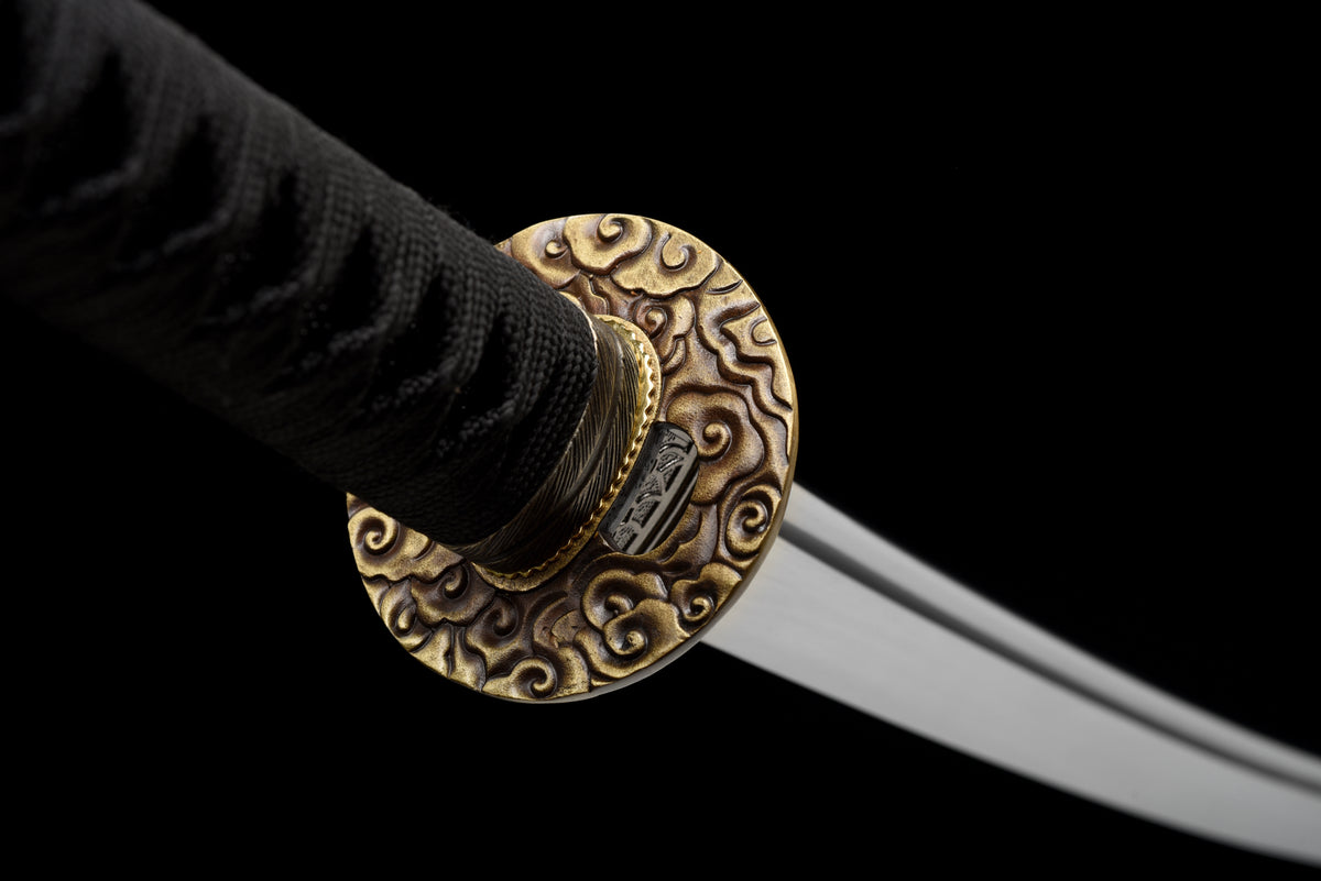 JIHPEN sword - Handmade Full Tang Katana 1045 carbon steel Black Scabb ...