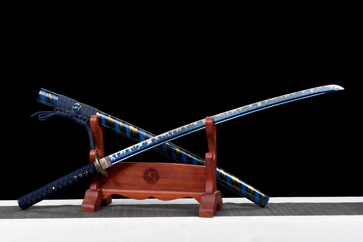 JIHPEN sowrd - Handmade full tang Katana 1095 High-carbon steel blue B ...